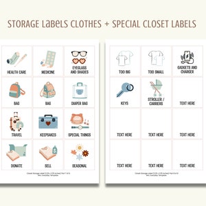 Editable Kids Clothes Storage Labels With Pictures (digital Download ...