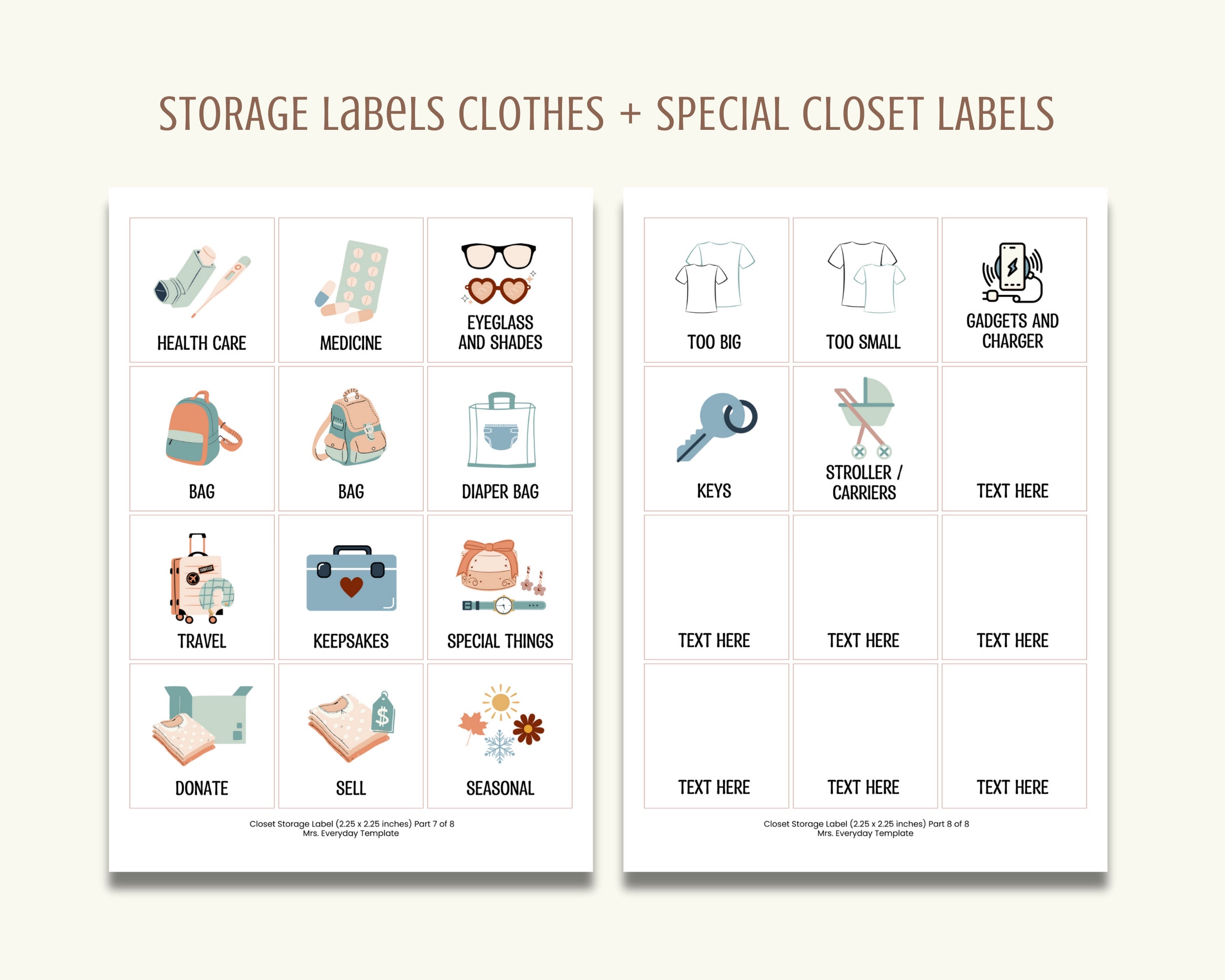 Editable Printable Storage Label Clothes for Kids With Pictures, Kids ...