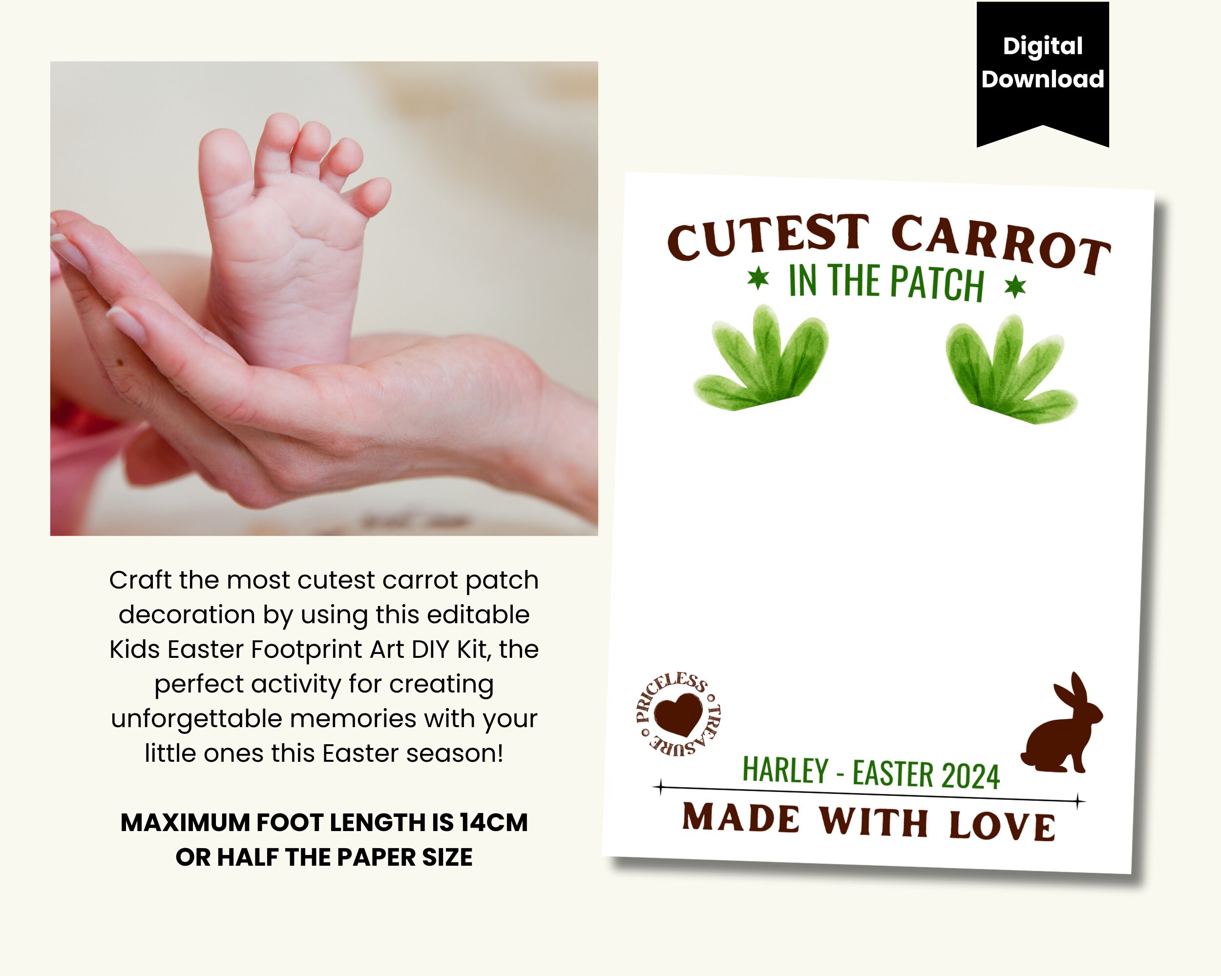 Editable Easter Footprint Art, Baby Footprint Art Craft Baby Feet ...