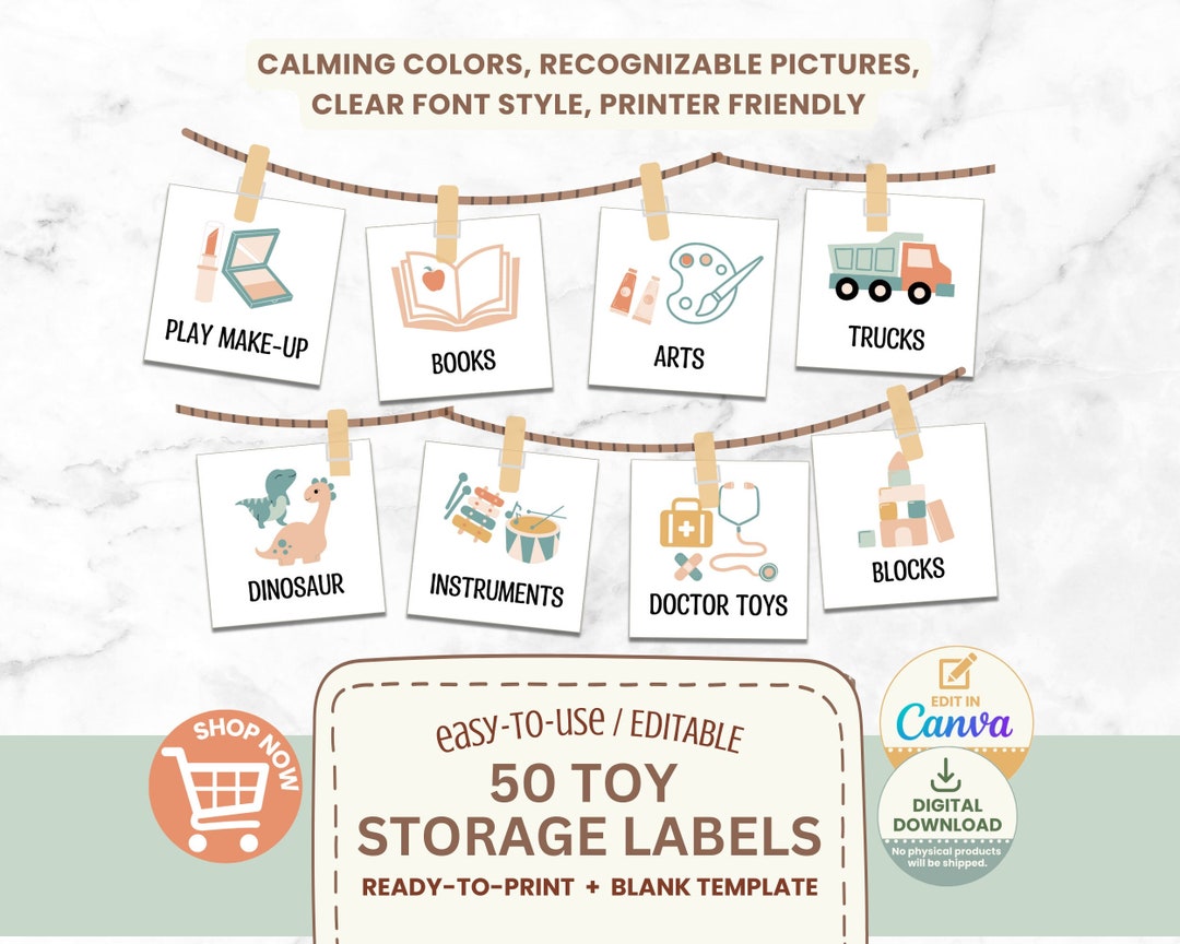 Printable Kids Toy Storage Labels, Editable Kids Toy Bin Labels ...