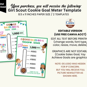 Editable Girl Scout Cookie Sales Goal Chart Cookie Booth Display Sign ...