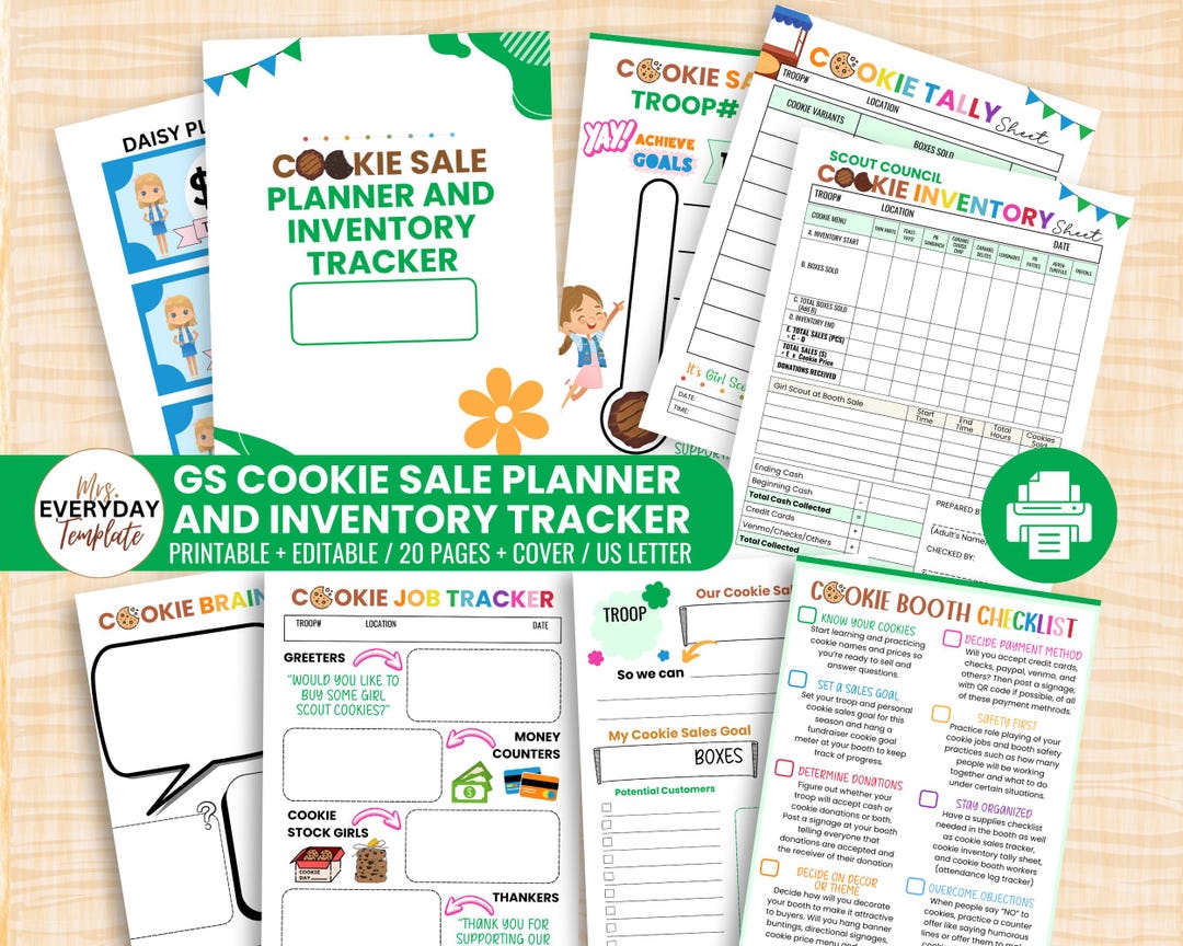 Girl Scout Cookie Planner Printable, Editable Girl Scout Cookie Booth ...