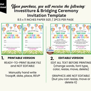Scout Investiture Bridging Invitation Editable Template, Bridging ...