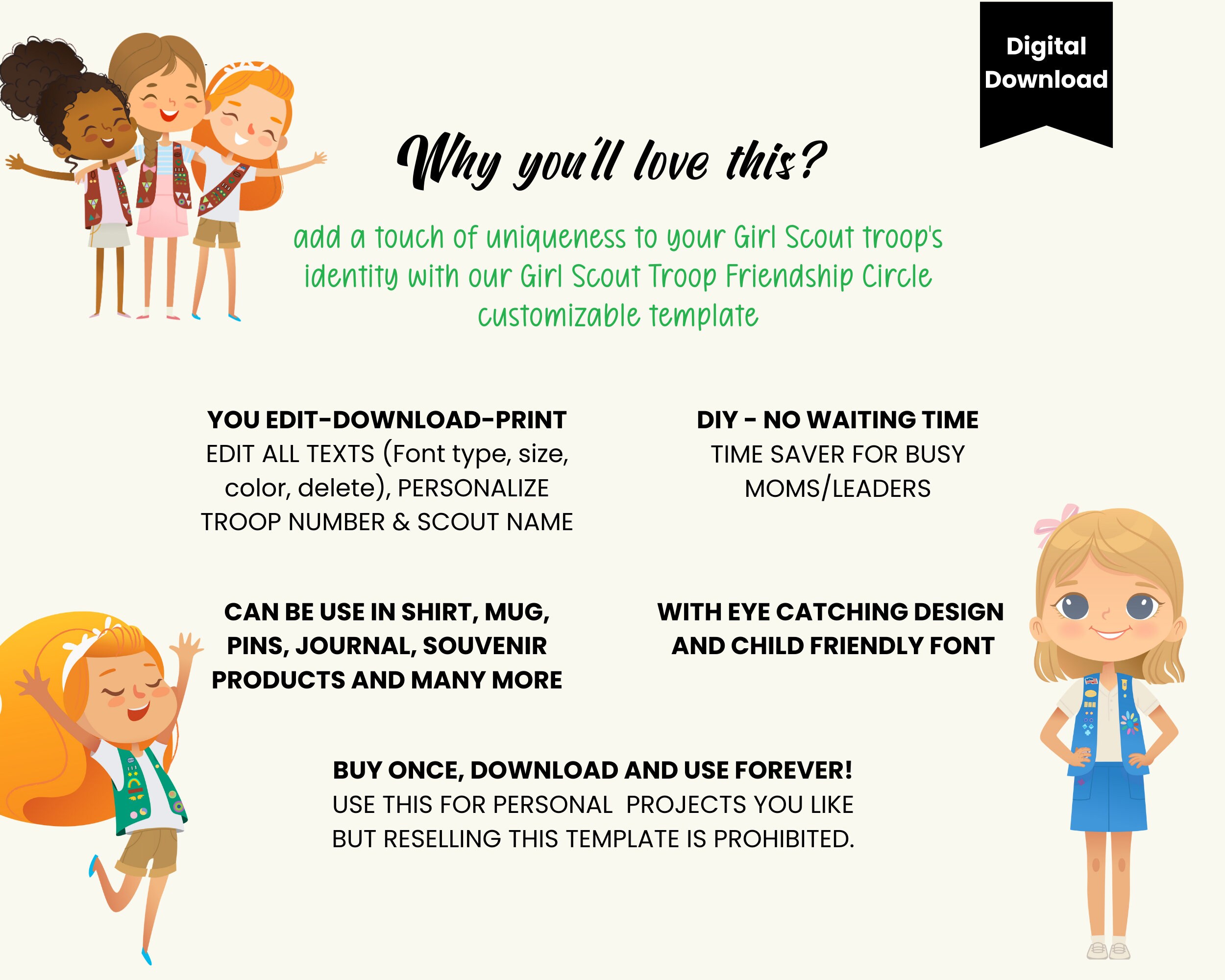 Personalized Girl Scout SVG PNG JPG Custom Girl Scout Troop Shirt ...