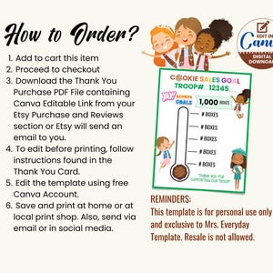 Editable Girl Scout Cookie Sales Goal Chart Cookie Booth Display Sign ...
