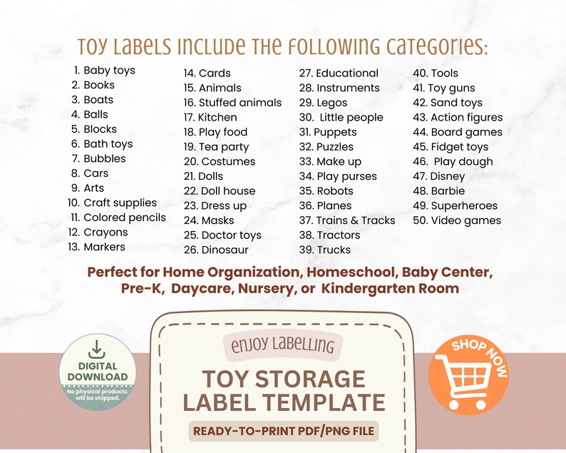 Printable Kids Toy Storage Labels for Classroom, Editable Toy Bin ...
