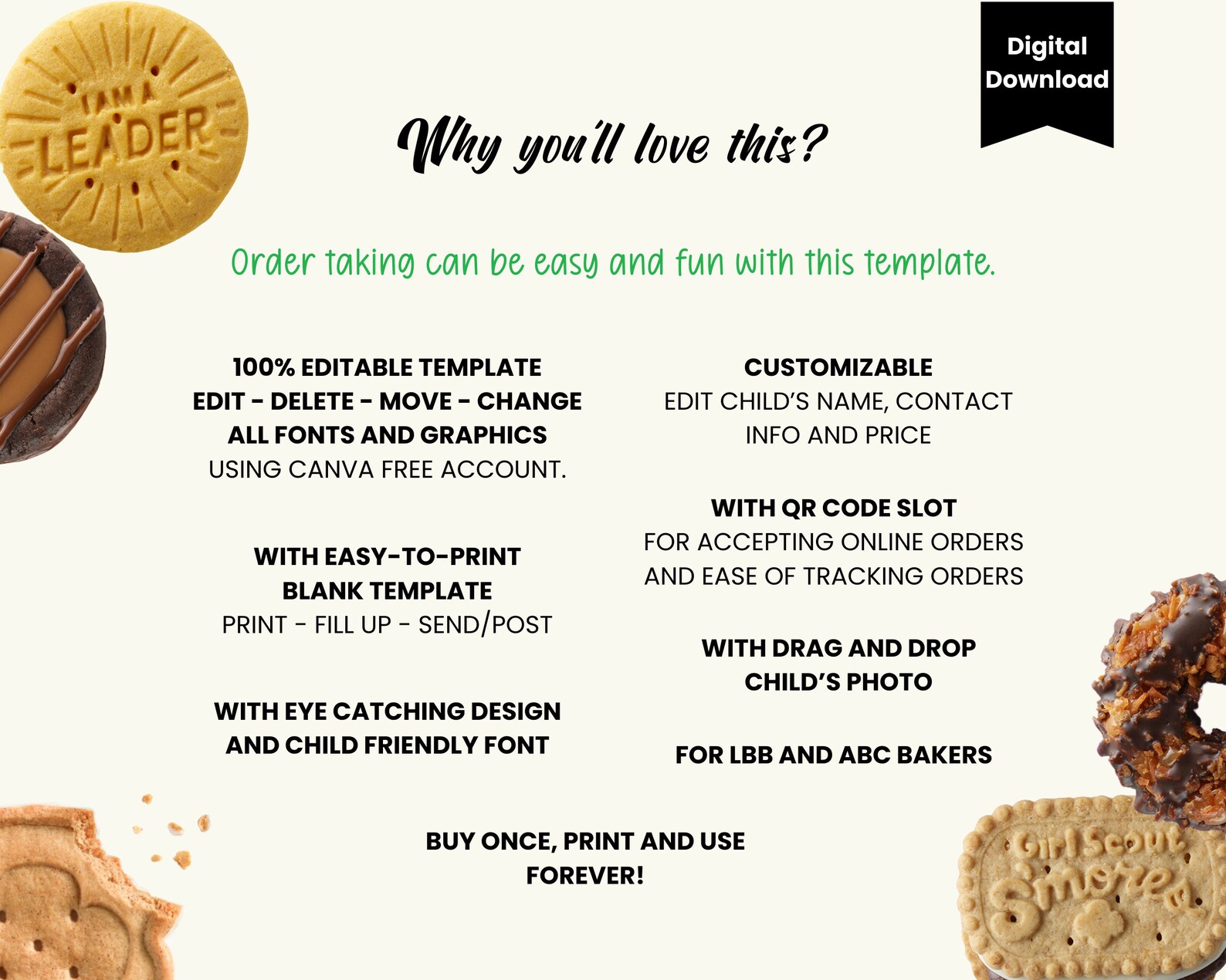 Editable Girl Scout Cookie Seller Kit 2024 for LBB & ABC Cookies With ...