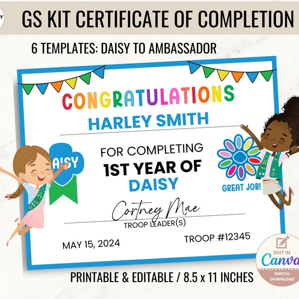 Girl Scout Bridging Certificate - Etsy