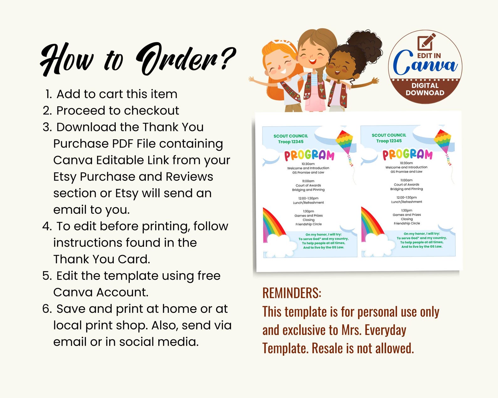 Scout Bridging Invitation and Party Program Editable Template End of ...