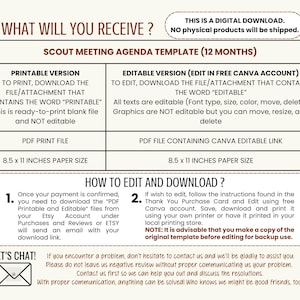 Editable Scout Meeting Agenda 12 Month Theme, Monthly Scout Meeting ...