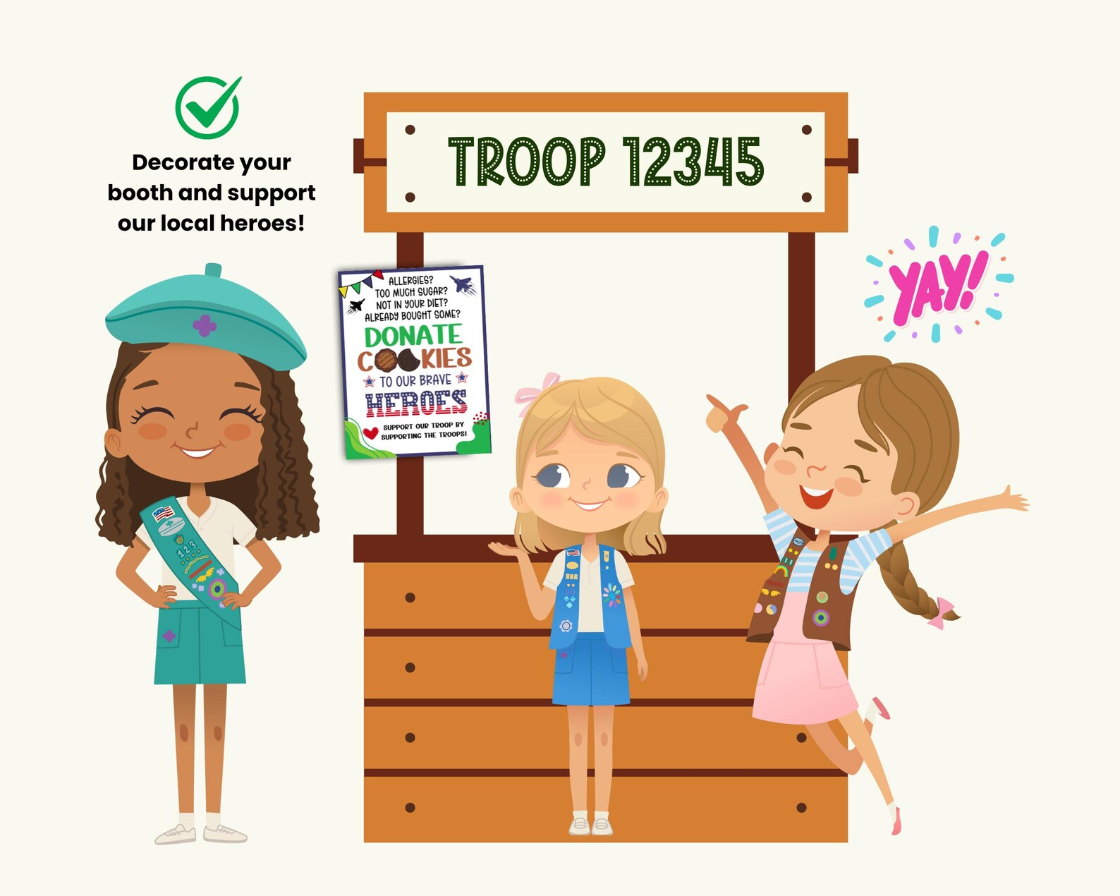 Editable Scout Cookies Donation Poster Printable Cookie Booth Sign ...