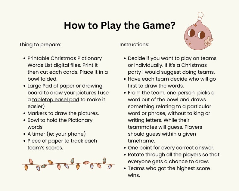 Christmas Pictionary Cards, Christmas Pictionary Songs Charades Cards ...