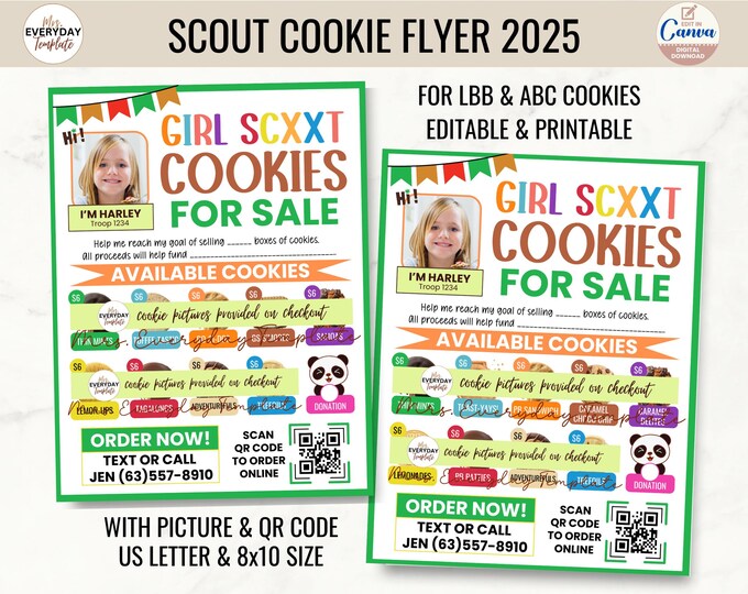 Editable Scout Cookie Sales Kit 2025 ABC & LBB Cookie Order Form Tag ...