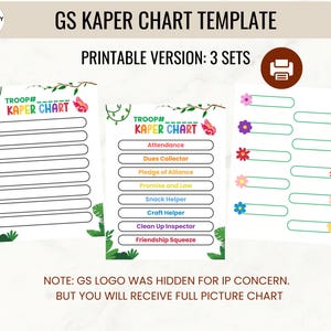 Editable Girl Scout Kaper Chart Template With Name Label, Girl Scout ...