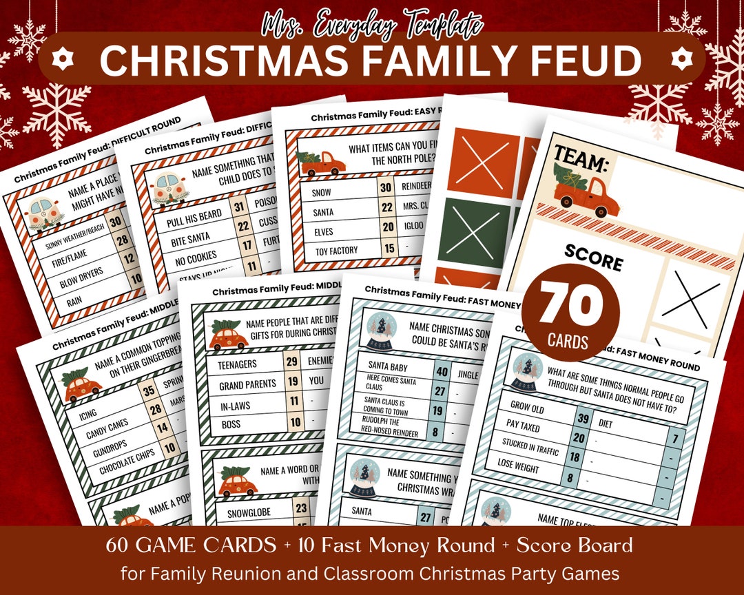Christmas Family Feud Game, Holiday Family Feud, Family Reunion Games ...