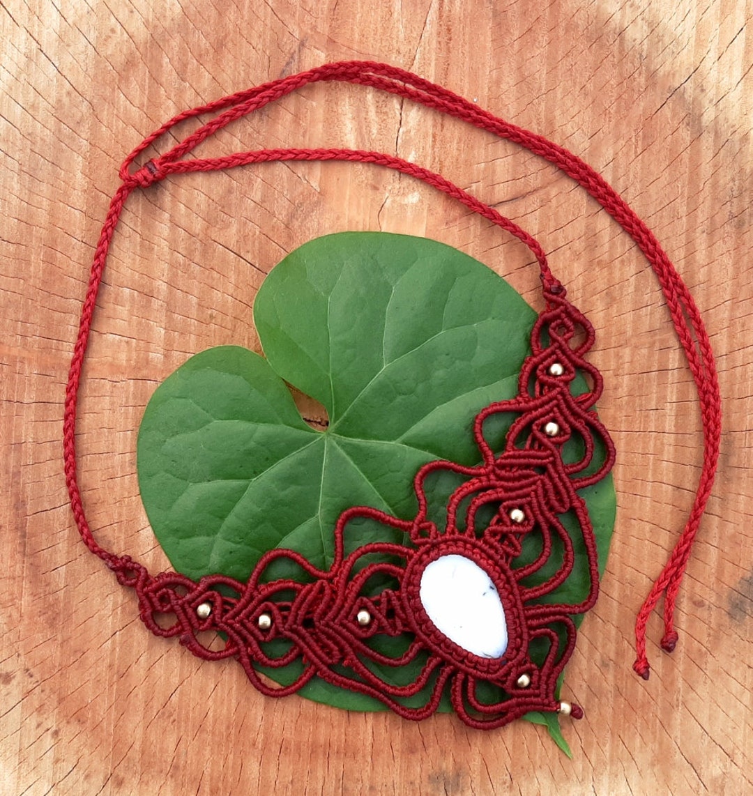 Macrame Necklace Pendant Jewelry Rose Quartz Stone Cord Handmade ...