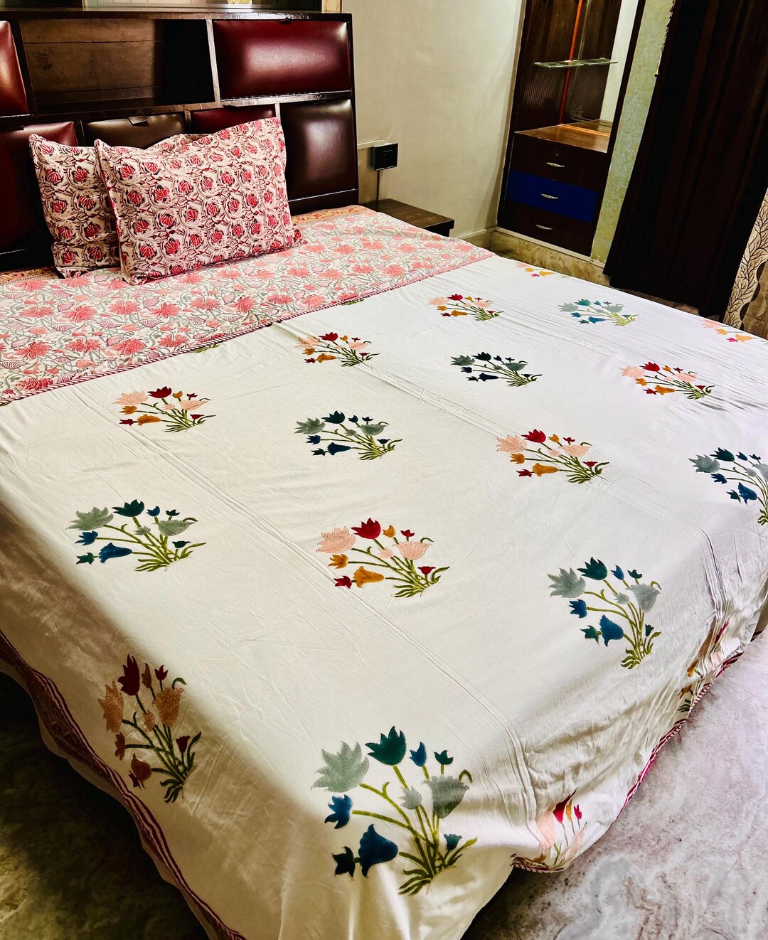Hand Block Print Double Bed Dohar: Reversible Cotton Jaipuri Quilt - Etsy