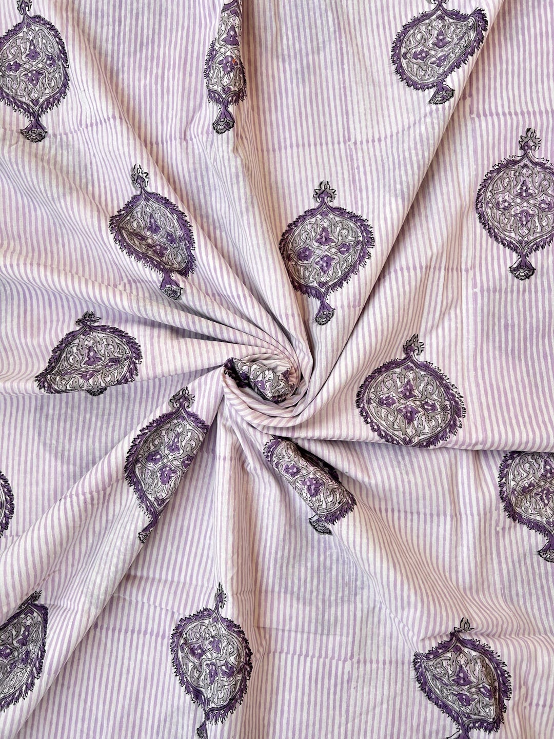 Lavender Royal Medallion, Indian Block Print Fabric Hand Made. India ...