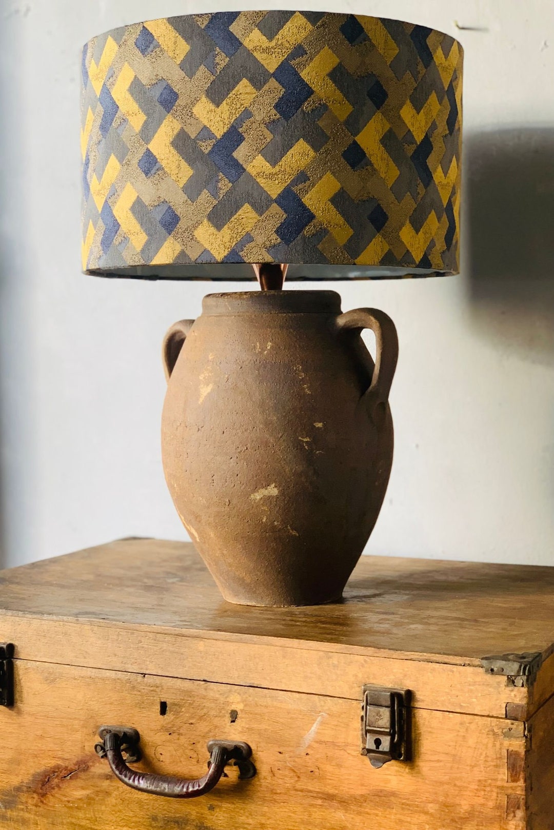 Antique Ceramic Table Lamp, Earthy Ceramic Clay Pottery, Without Glaze ...