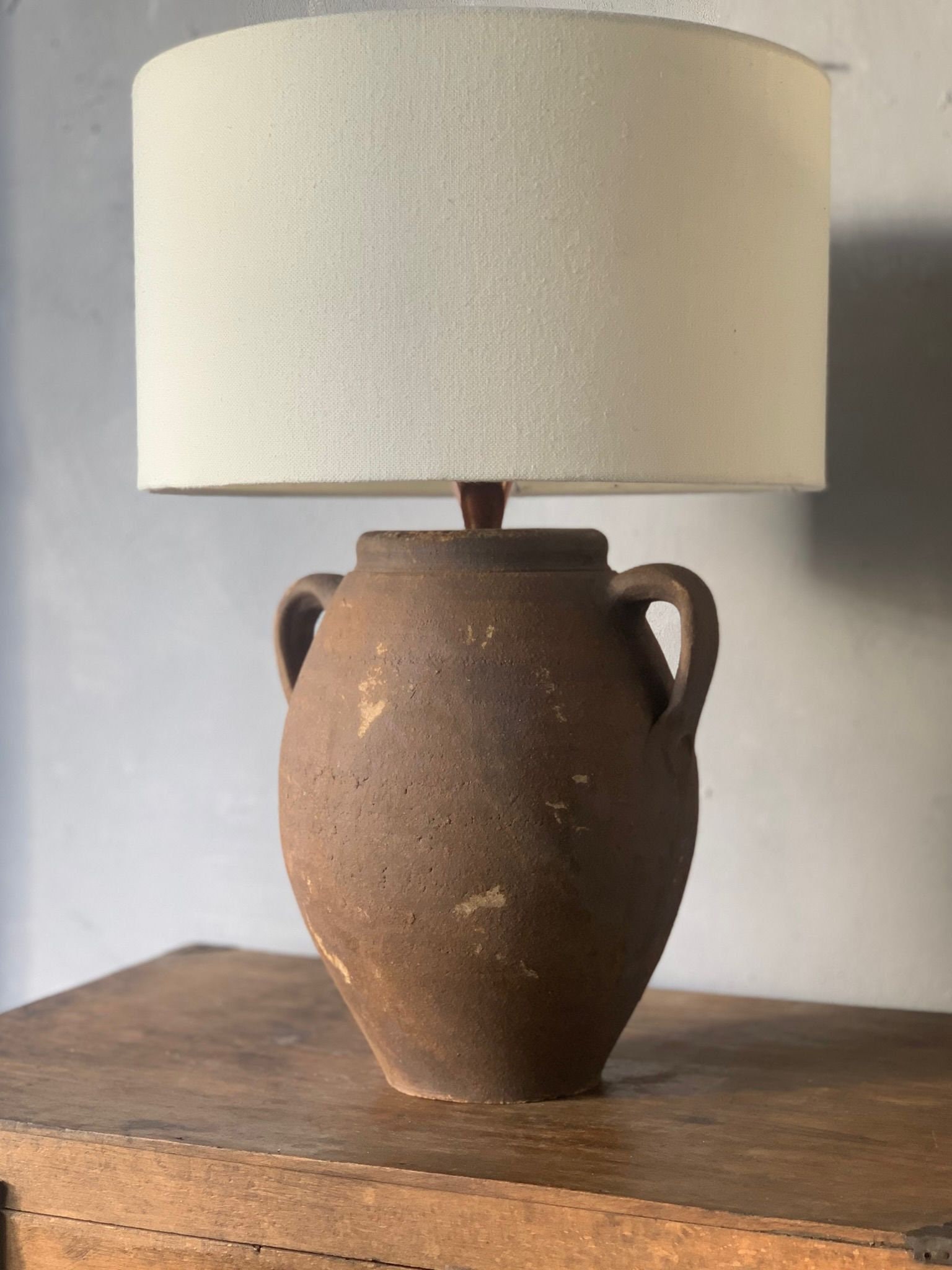 Antique Ceramic Table Lamp, Earthy Ceramic Clay Pottery, Without Glaze ...