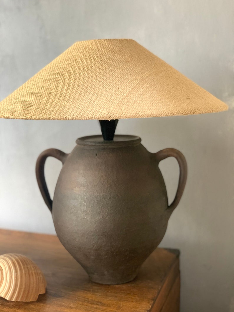 Antique Ceramic Table Lamp, Earthy Ceramic Clay Pottery, Without Glaze ...