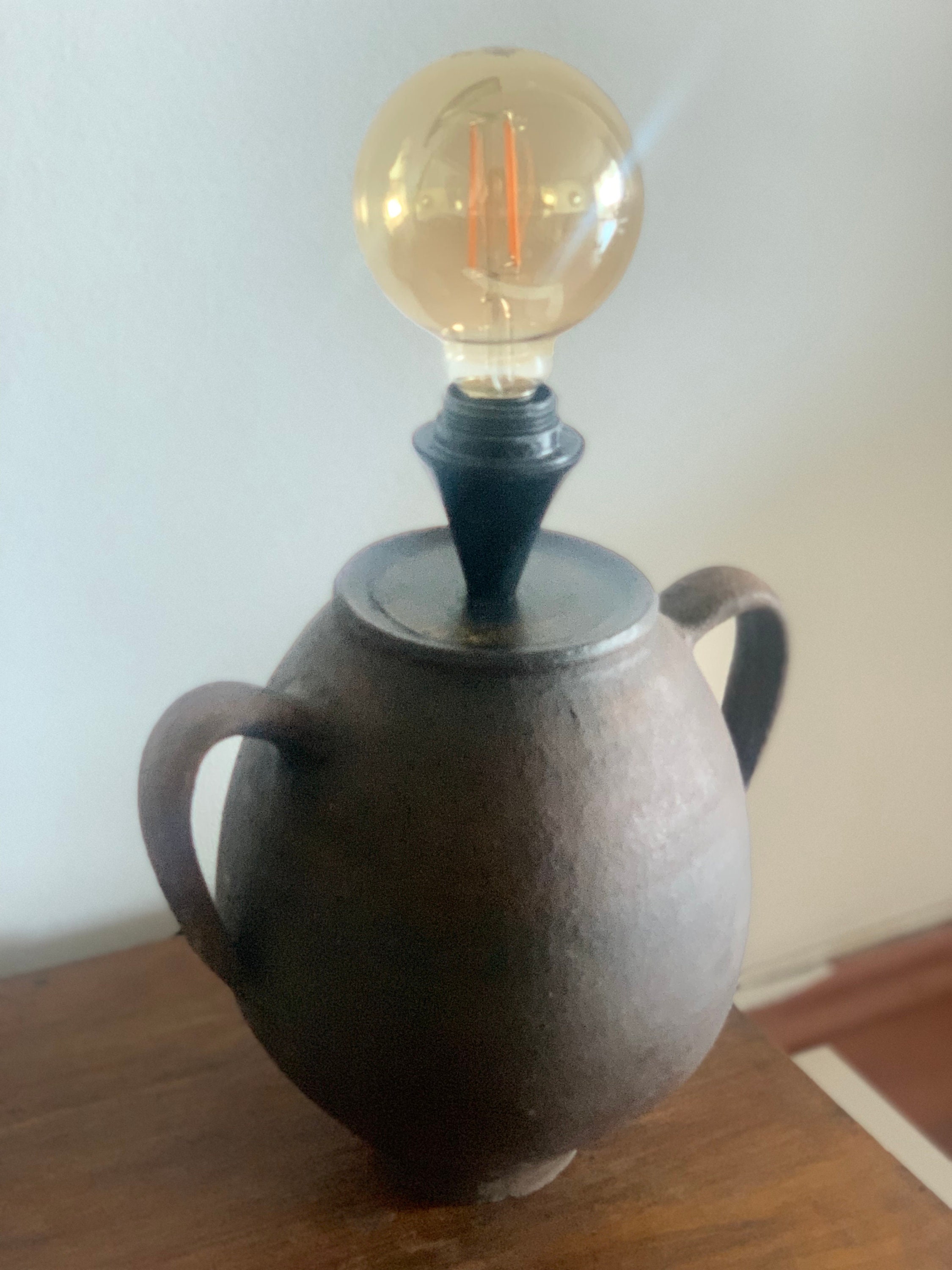 Antique Ceramic Table Lamp, Earthy Ceramic Clay Pottery, Without Glaze ...