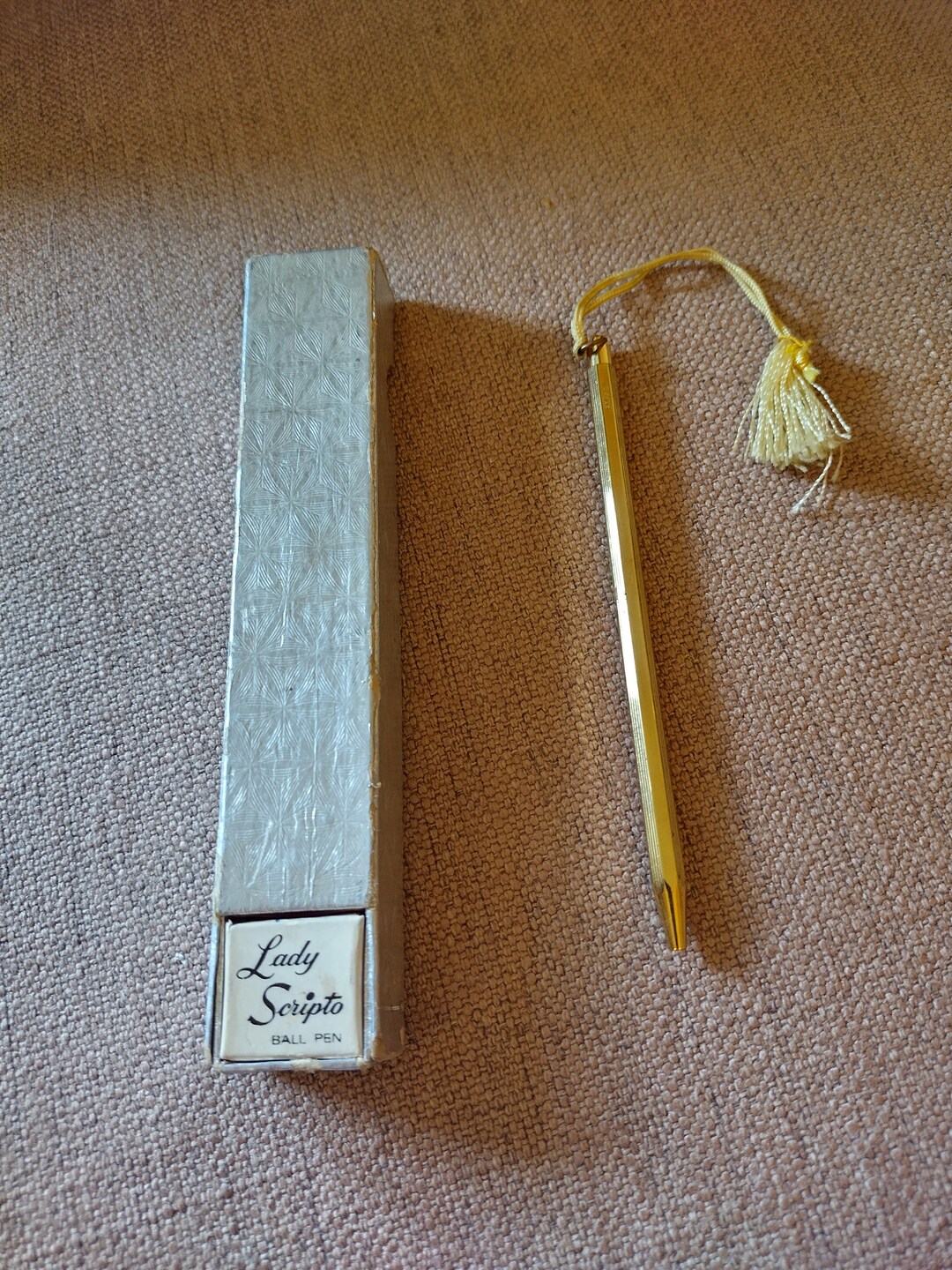 Retro Lady Scripto Ballpoint Pen, Gold Coloured, in Original Box With ...