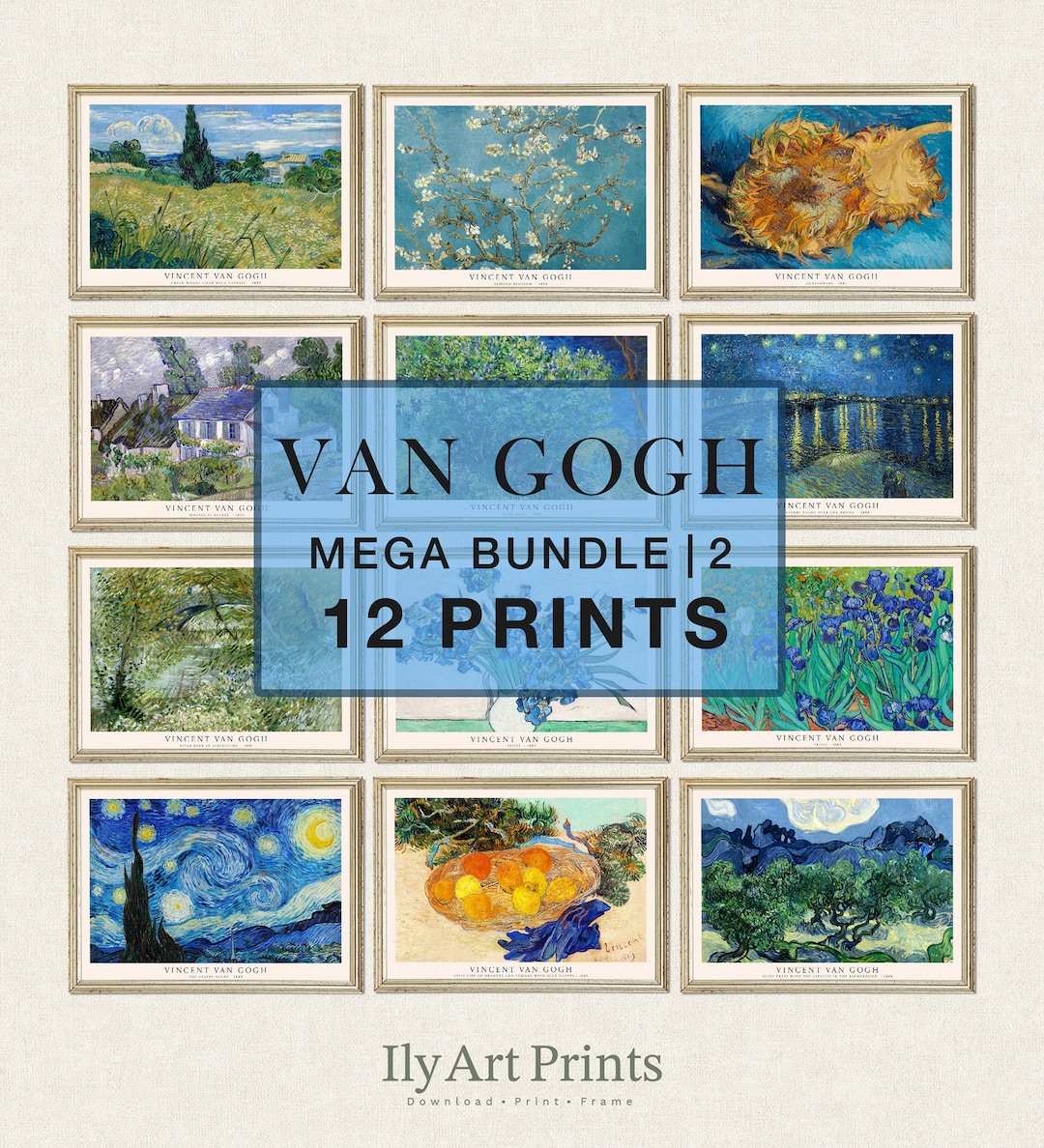 Vincent Van Gogh Set of 12 Art Prints , Eclectic Exhibition Poster ...