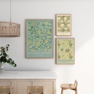 William Morris Set of 3 Prints, Green William Morris Posters, Floral ...