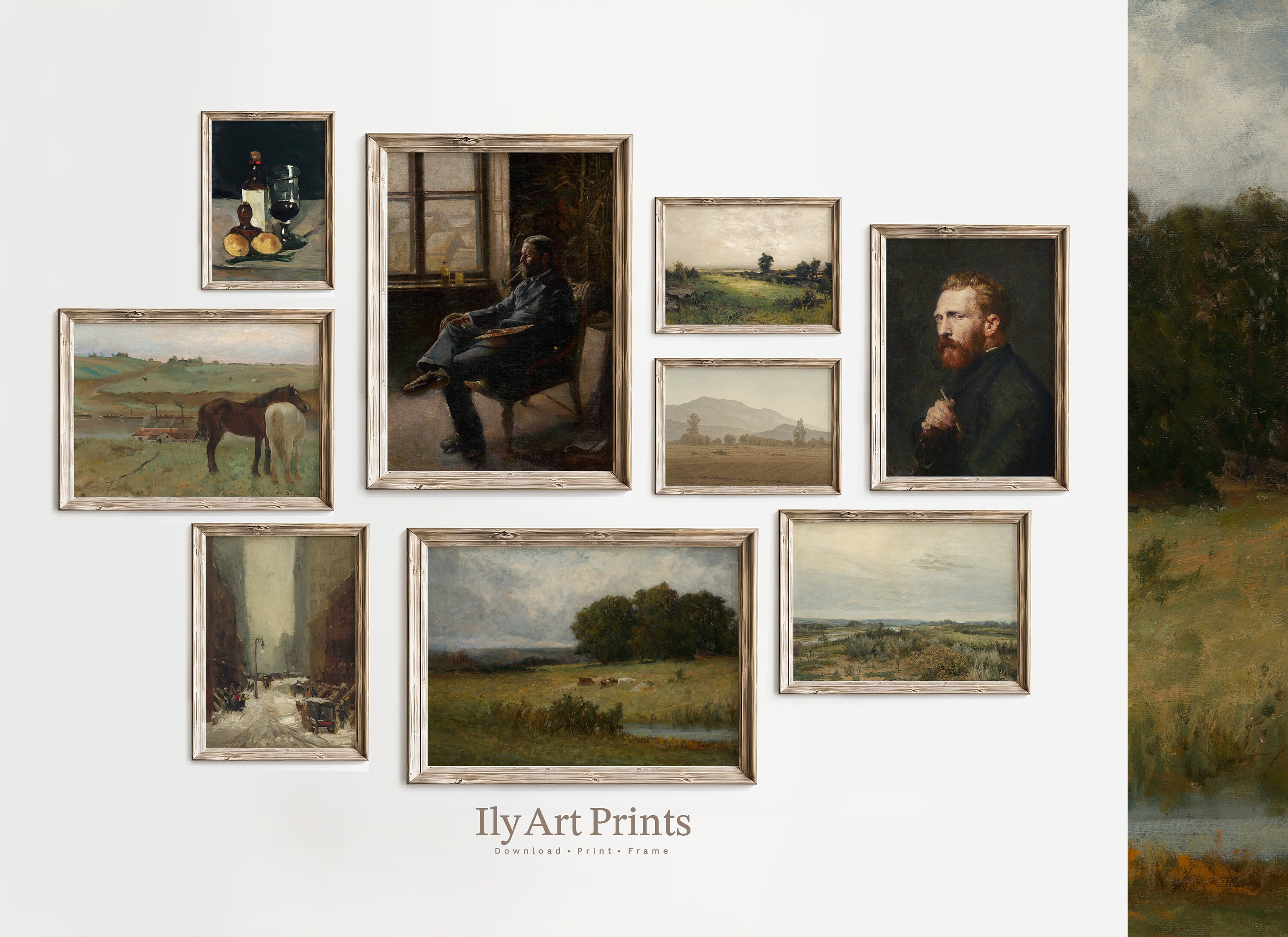 100 Vintage Printable Rustic Wall Art Prints Set, MEGA BUNDLE, Vintage ...