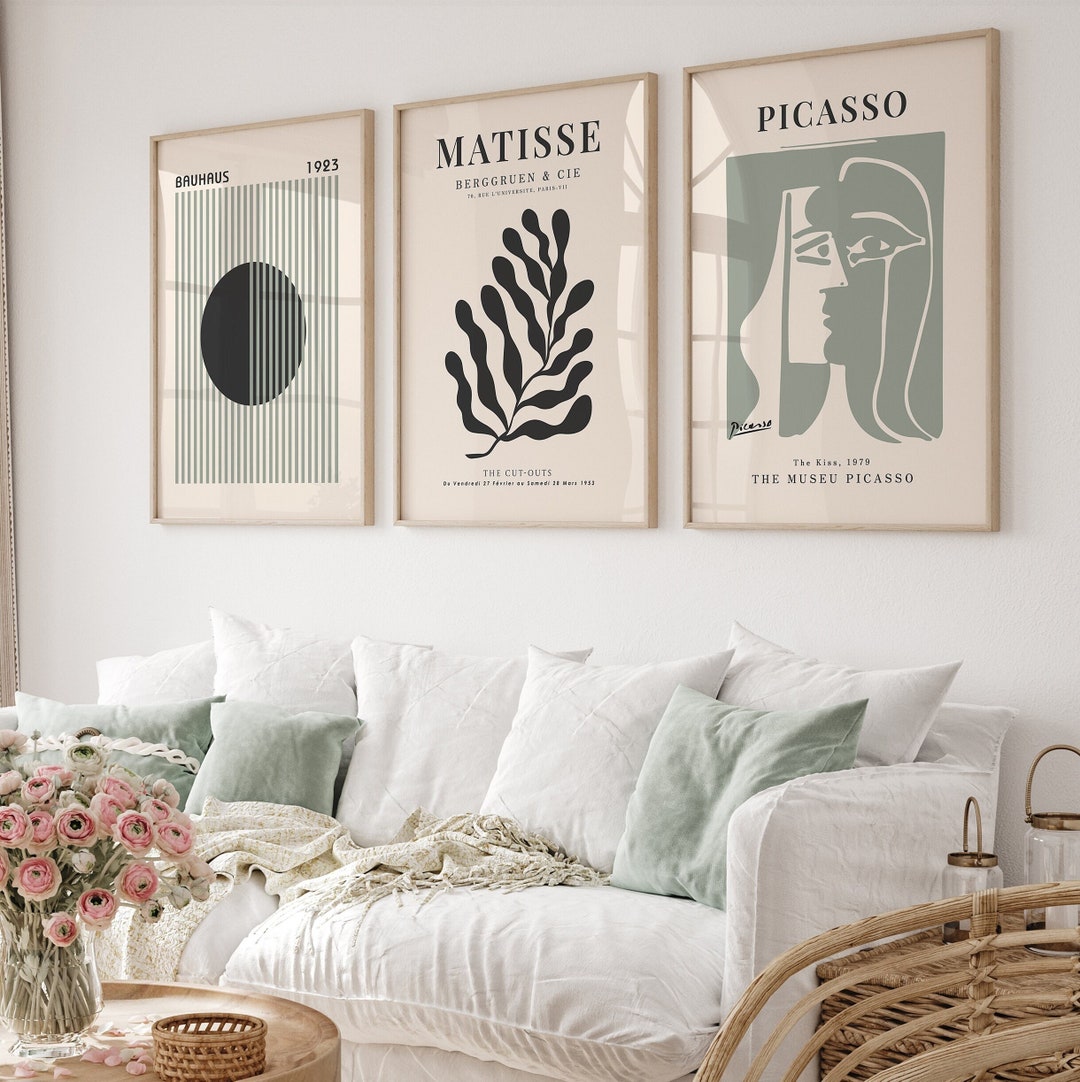 Sage Green Gallery Wall Art Set of 3, Picasso Print, Matisse Poster, Picasso Poster, Gallery ...
