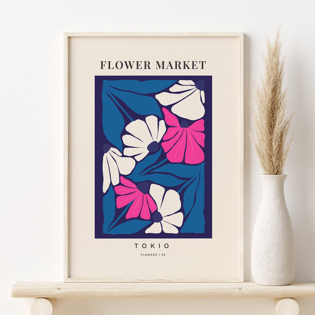 Flower Market Print, Tokio Flower Market Poster, Japan Floral Decor ...
