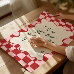 Preppy Christmas Wall Art Set of 12 | Pink & Red Festive Holiday Prints ...