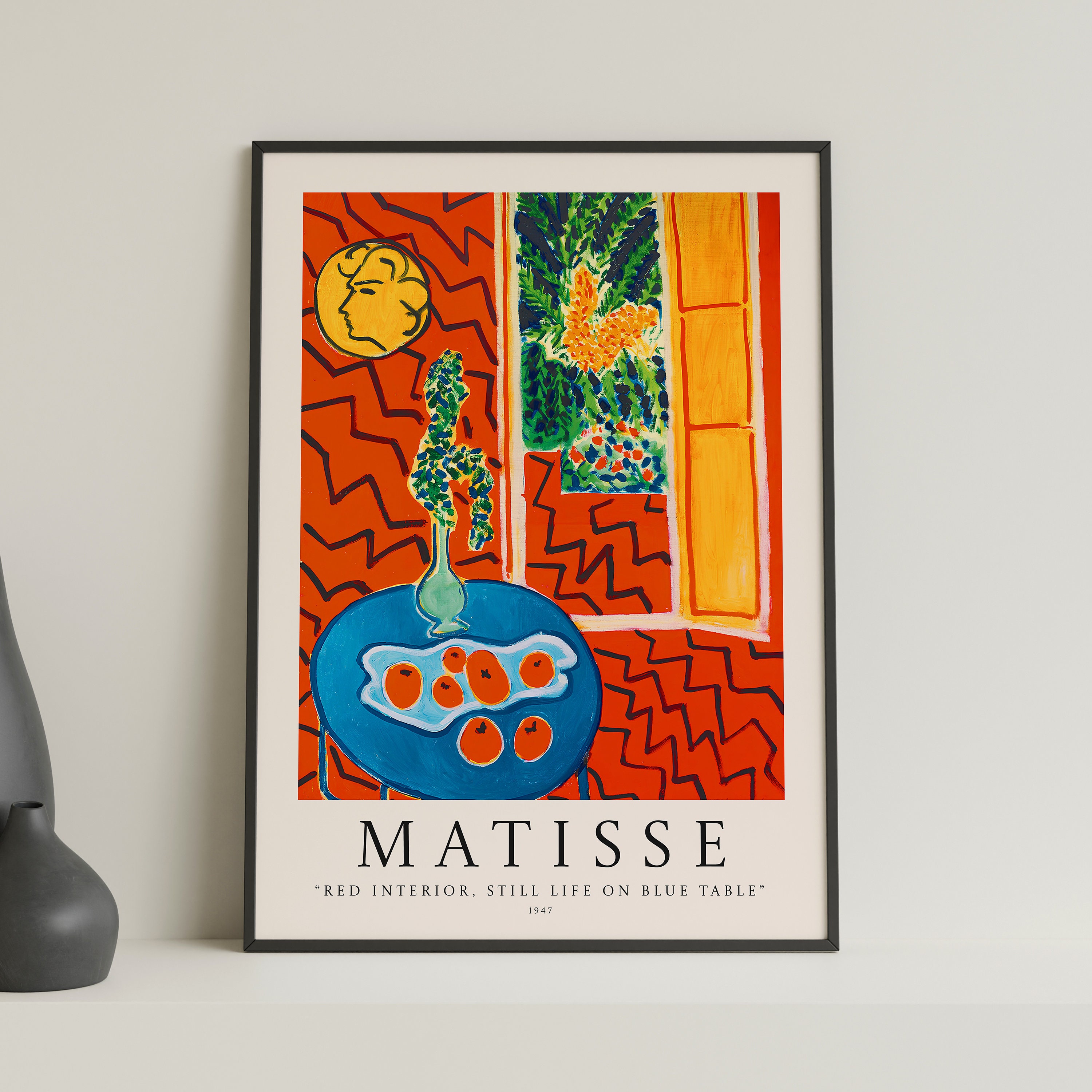 Matisse Wall Art Print, Red Interior Still Life on a Blue Table Poster ...