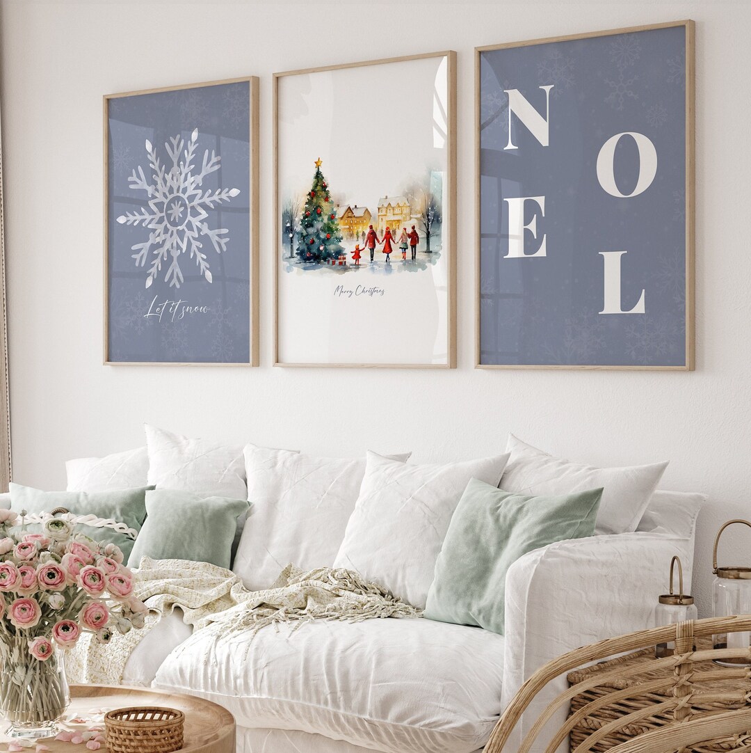 Gallery Set of 3 Christmas Wall Art, Christmas Tree Print, Family ...