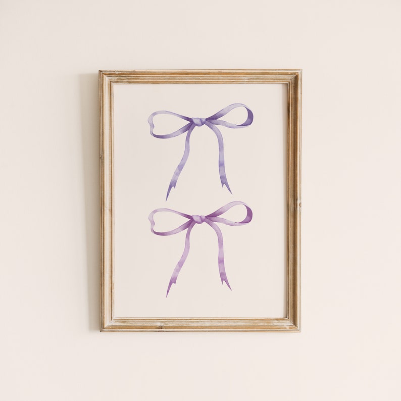 Pastel Purple Preppy Bows Trendy Printable College Apartment Decor ...