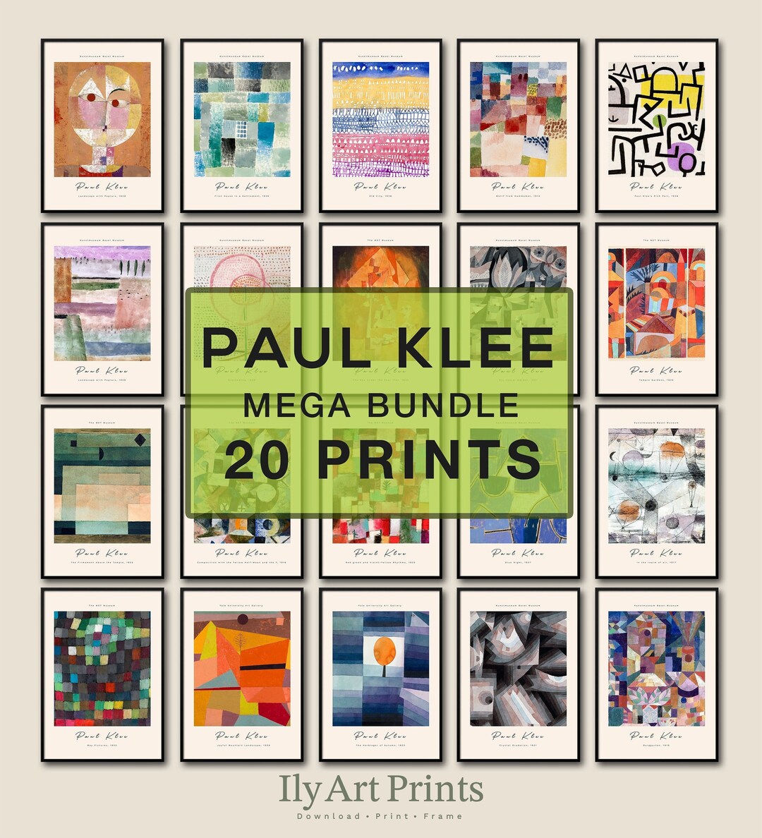 ECLECTIC GALLERY WALL Set of 20 Wall Art Prints Paul Klee Vintage ...