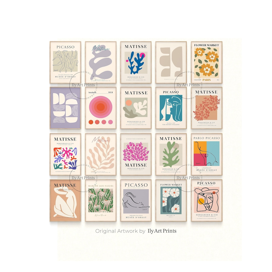 Trendy Aesthetic Art Print Set of 20 Colorful Art Print Bundle Preppy ...