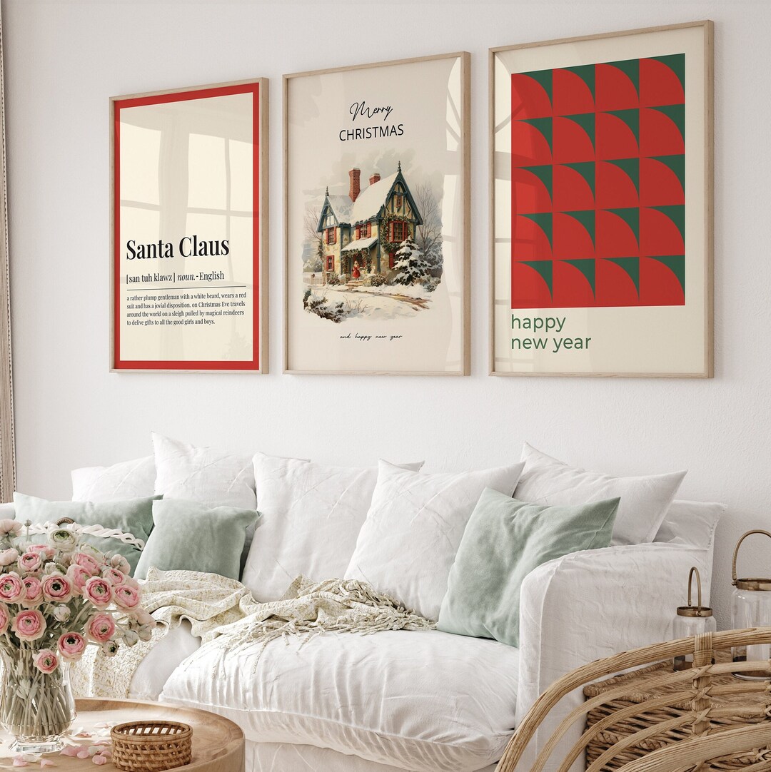 Gallery Set of 3 Christmas Wall Art, Gallery Set Merry Christmas ...