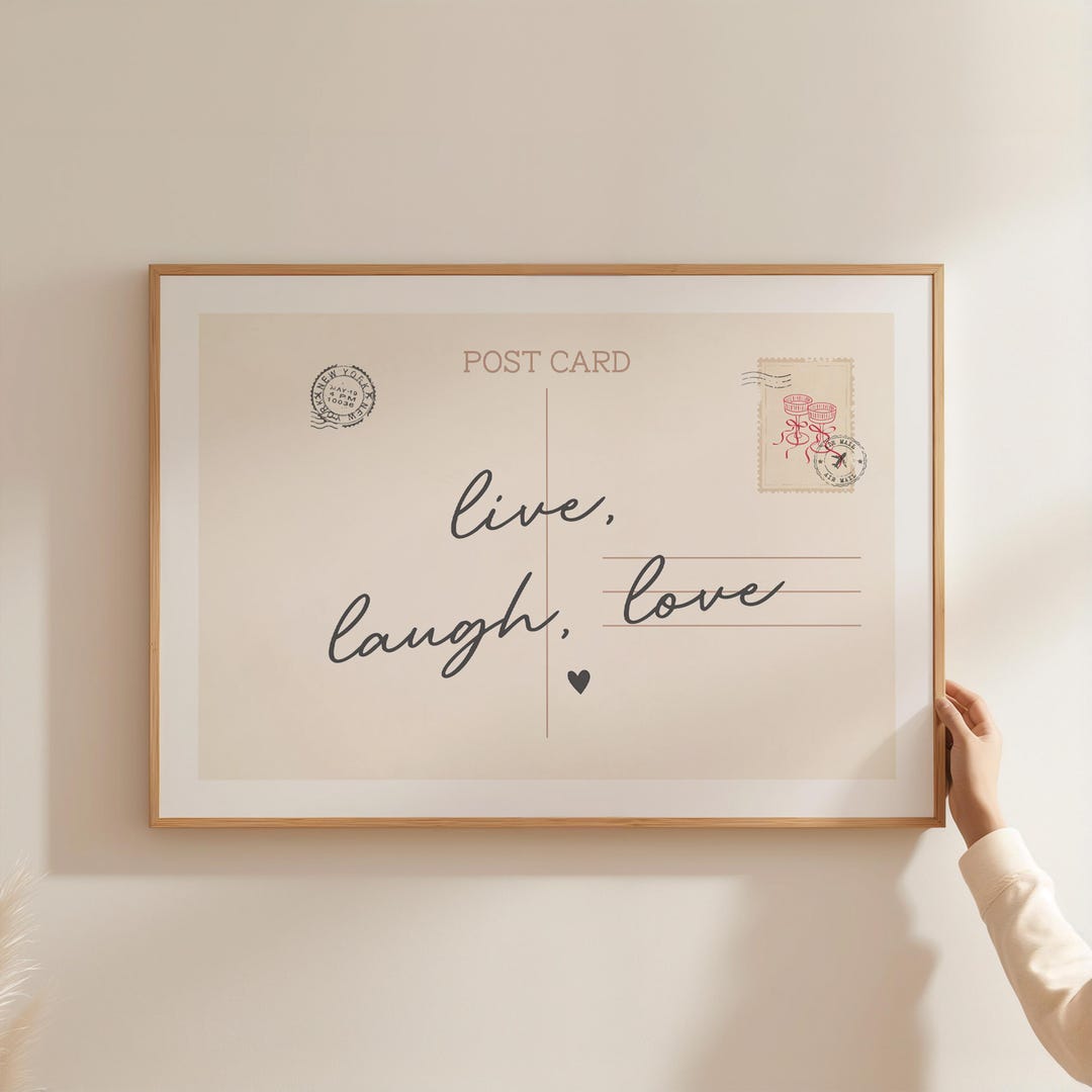 Live, Laugh, Love Printable Wall Art, Vintage Postcard Poster, Retro ...