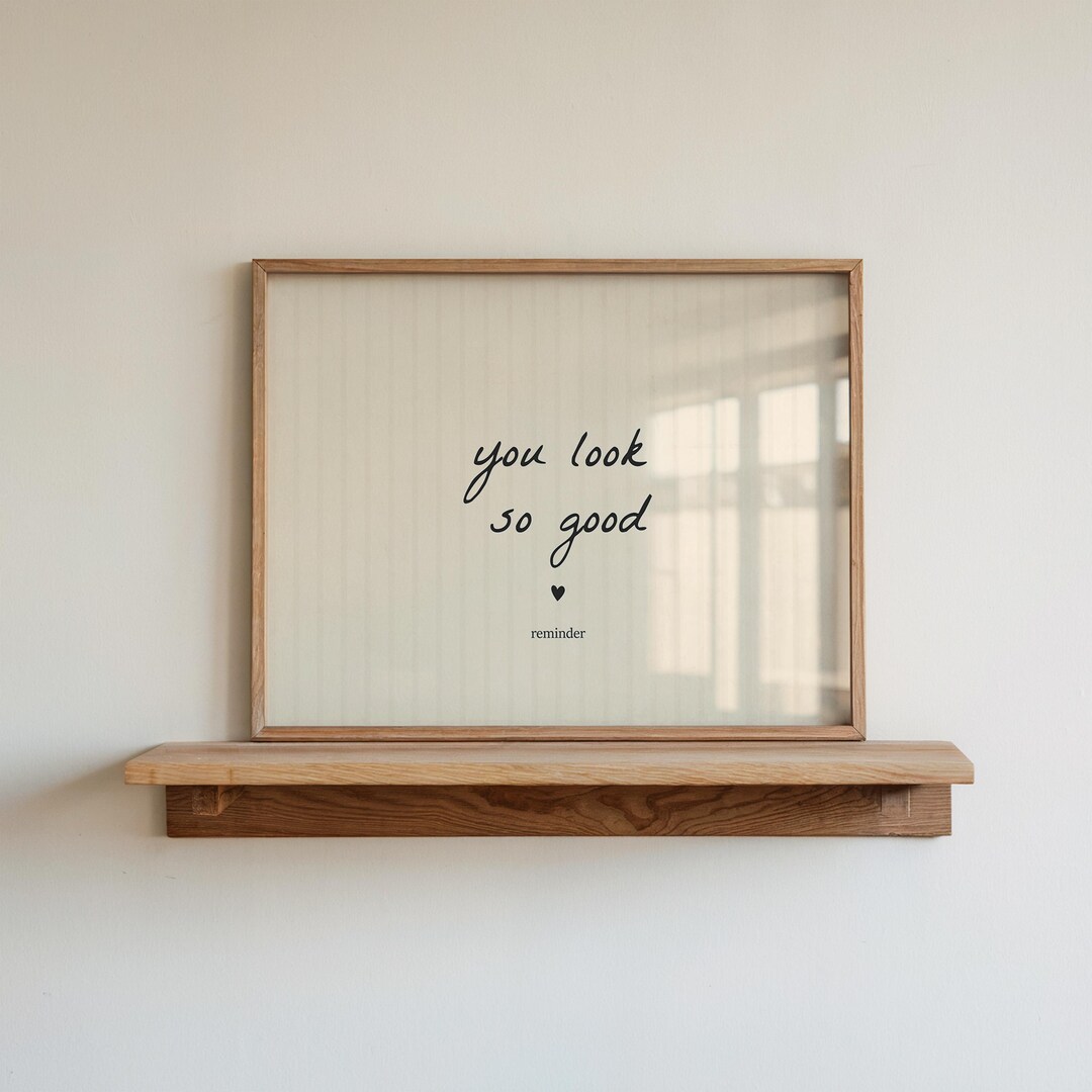 You Look so Good Bathroom Wall Art Neutral Striped Beige Typography ...
