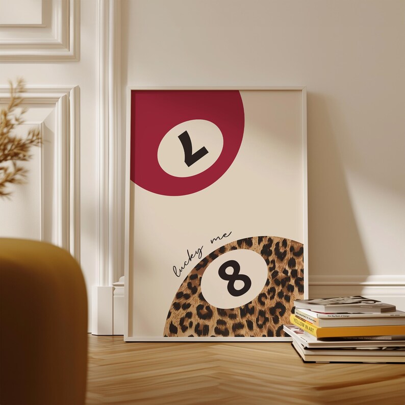 Red Leopard Cheetah Print Set of 3 How Lucky Are We Lucky 8 Ball ...