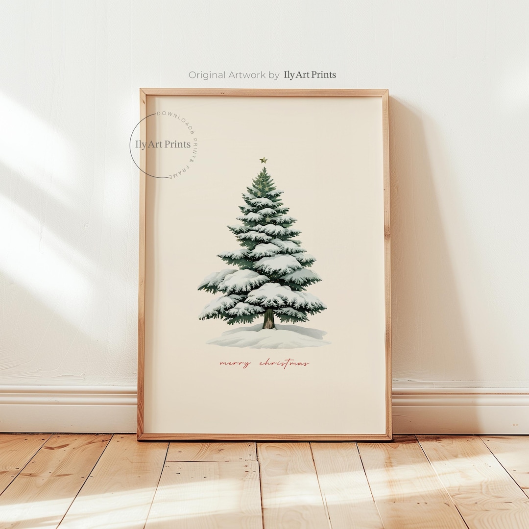 Snowy Christmas Tree, Winter Printable Wall Art, Christmas Decor ...