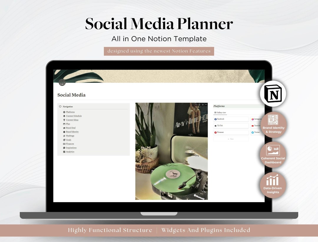 Social Media Notion Template ,social Media Planner ,digital Content ...