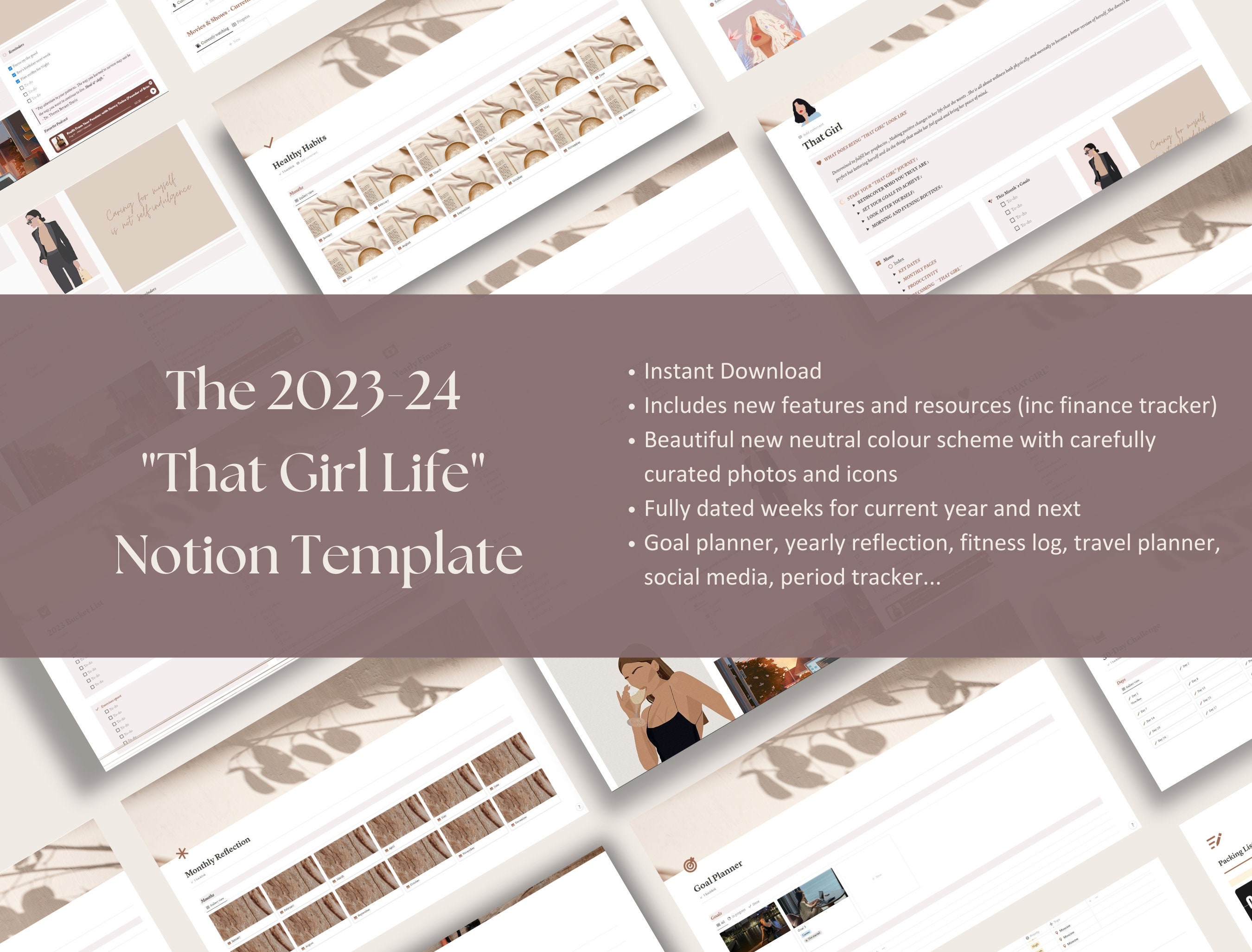 2024 New All in One Notion Template ,that Girl Dashboard, Notion ...