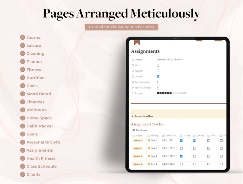 Notion Template Second Brain Notion Dashboard Adhd All In One Notion Planner Productivity Notion 