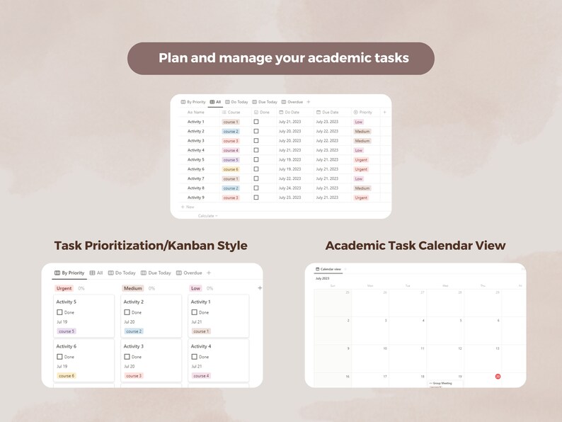 All in One Academic Planner, Student Notion Template, School Planner, Notion Dashboard ...