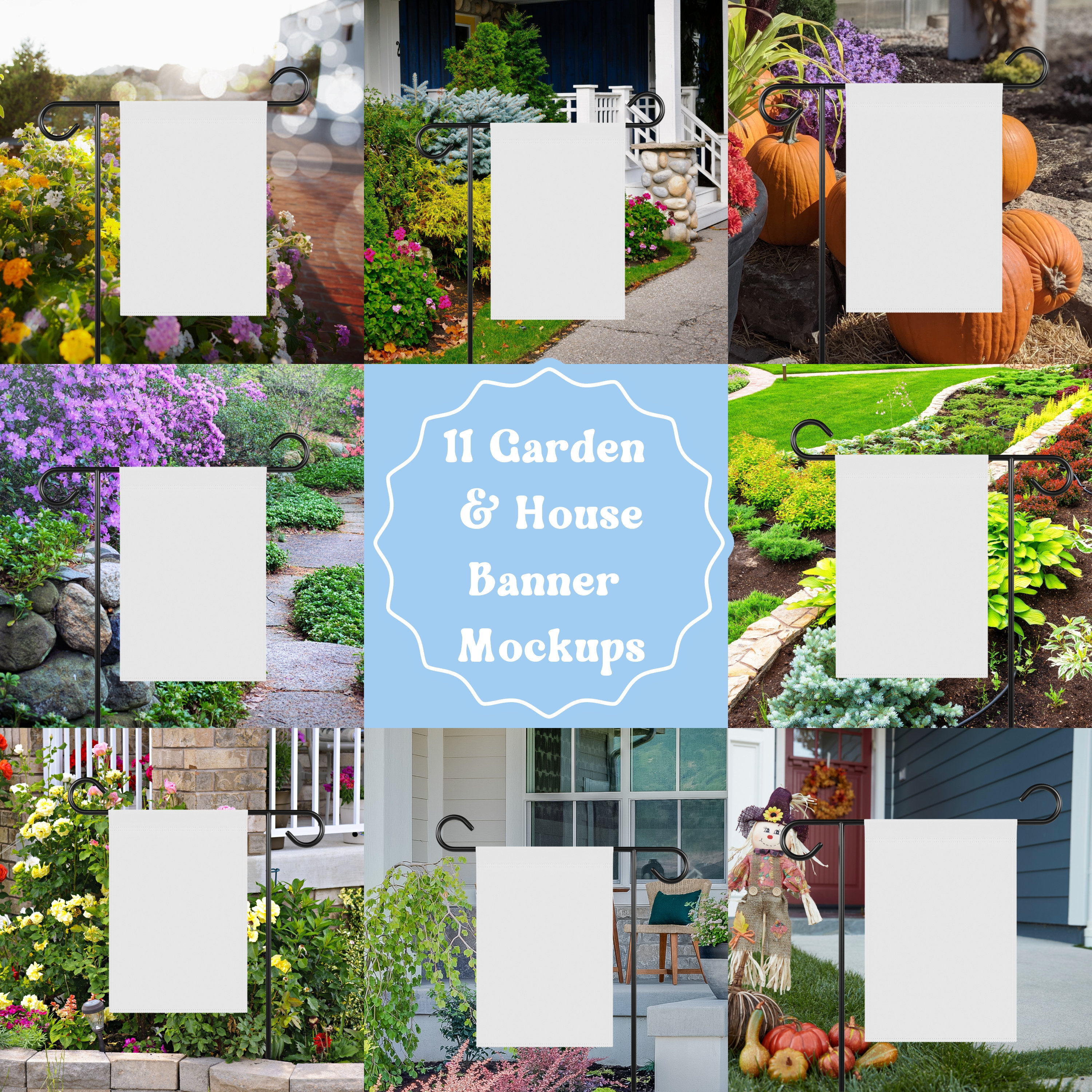 Garden and House Banner Mockup Bundle Garden Flag Mockup Garden Flag ...