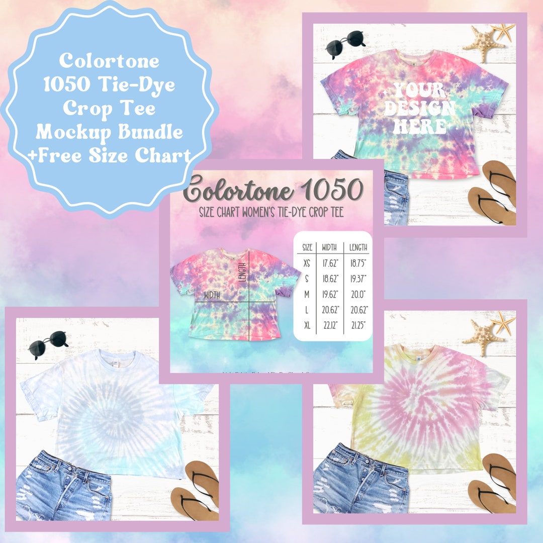Colortone 1050 Mockup Bundle, Tie Dye Crop Top Mockup Bundle, Cotton ...