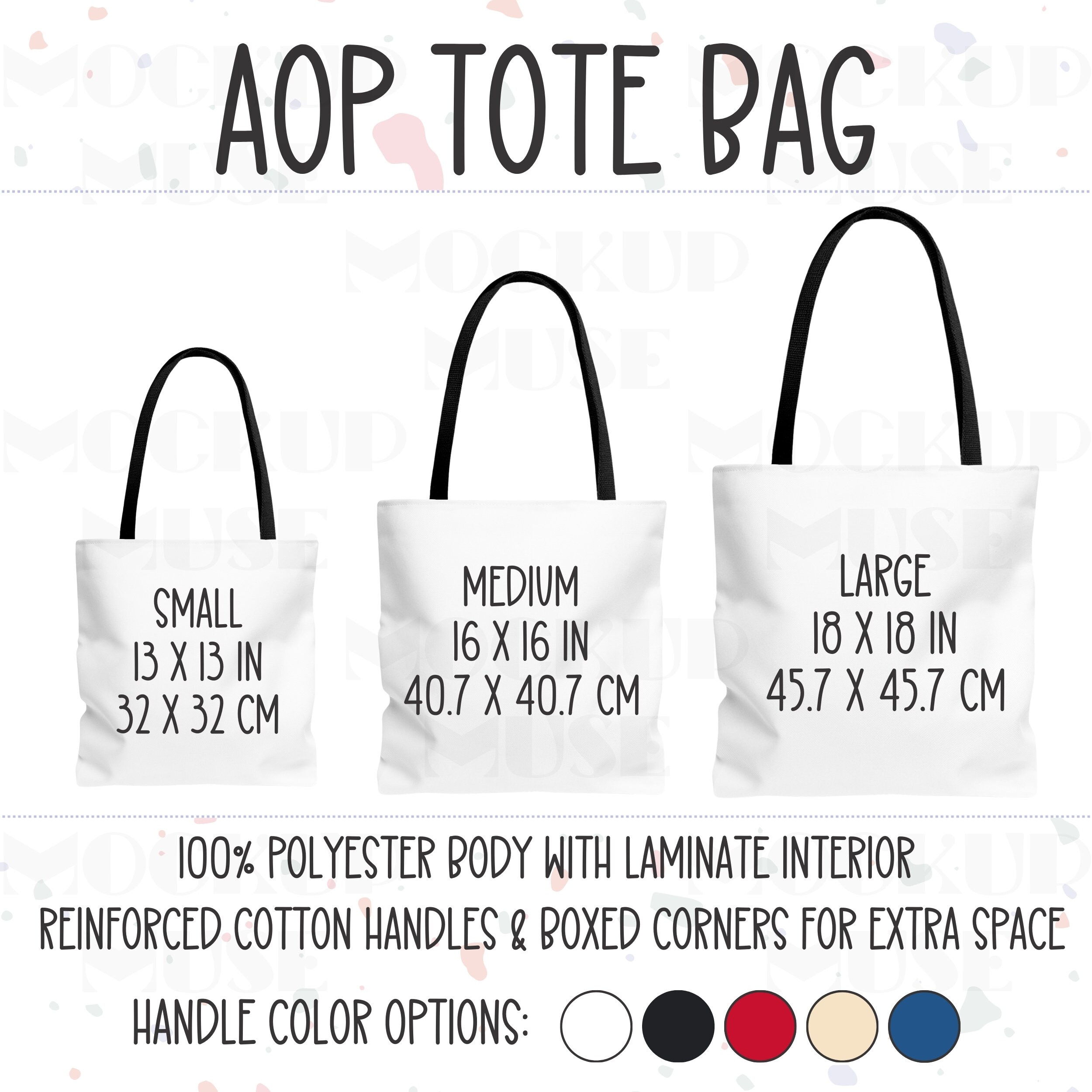 AOP Tote Bag Size Chart With Product Details, Printify Tote Bag Mockup, AOP Tote Mockup, Tote ...